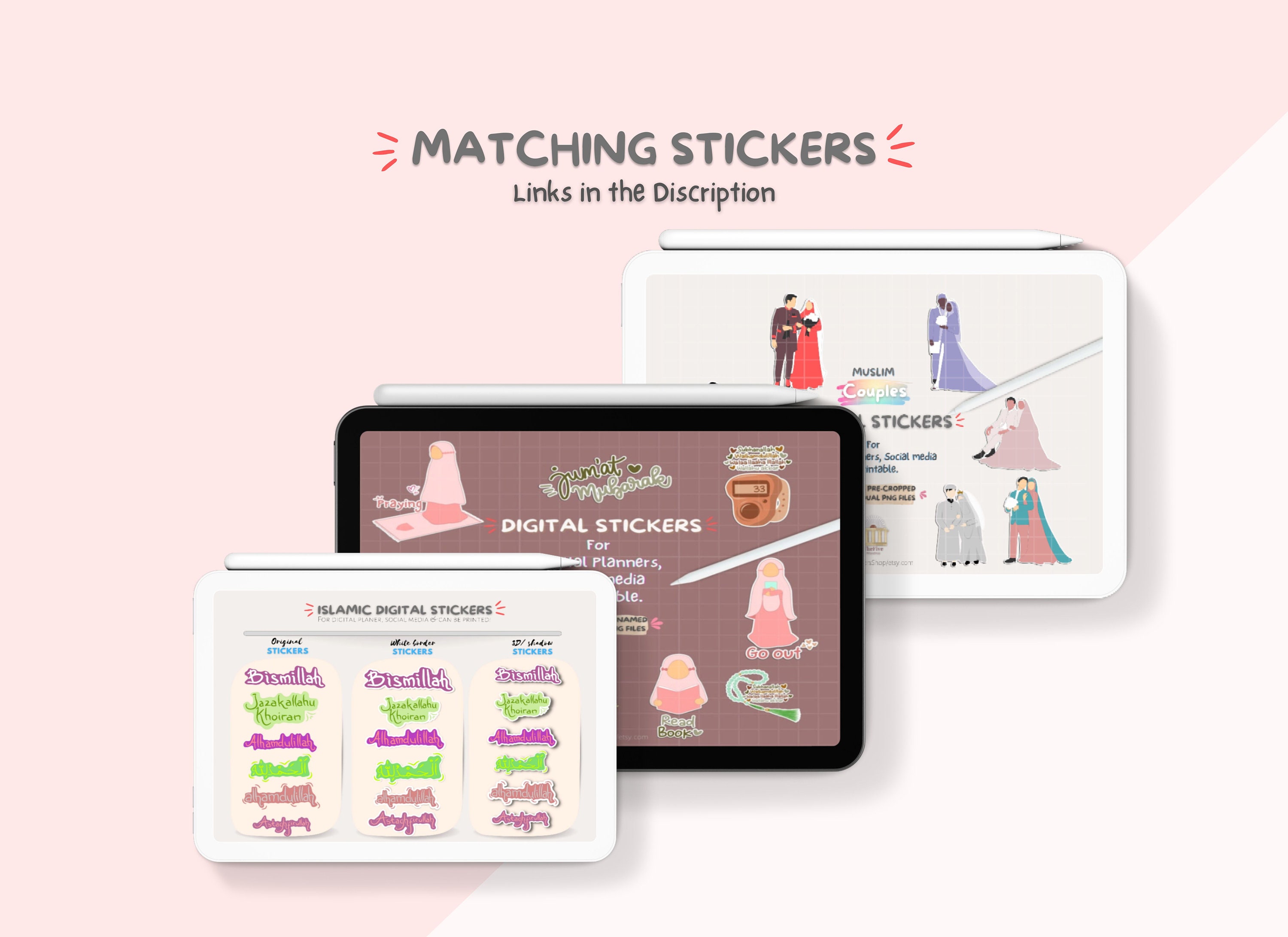 Digital Planner Stickers for Muslim Girl, Muslim Girl Planner Stickers ...