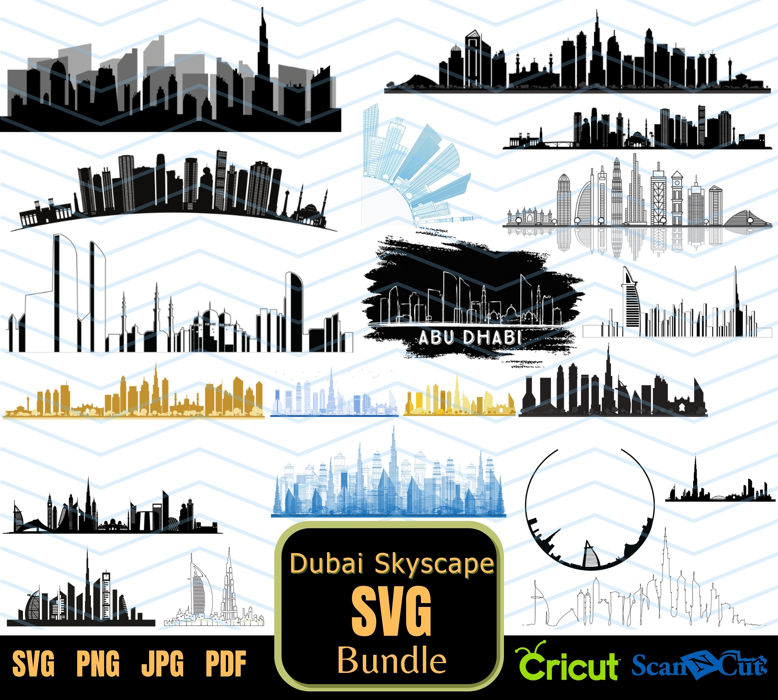 Dubai Skyscraper SVG Bundle, 45 Instant Digital Download, PNG SVG Cut ...