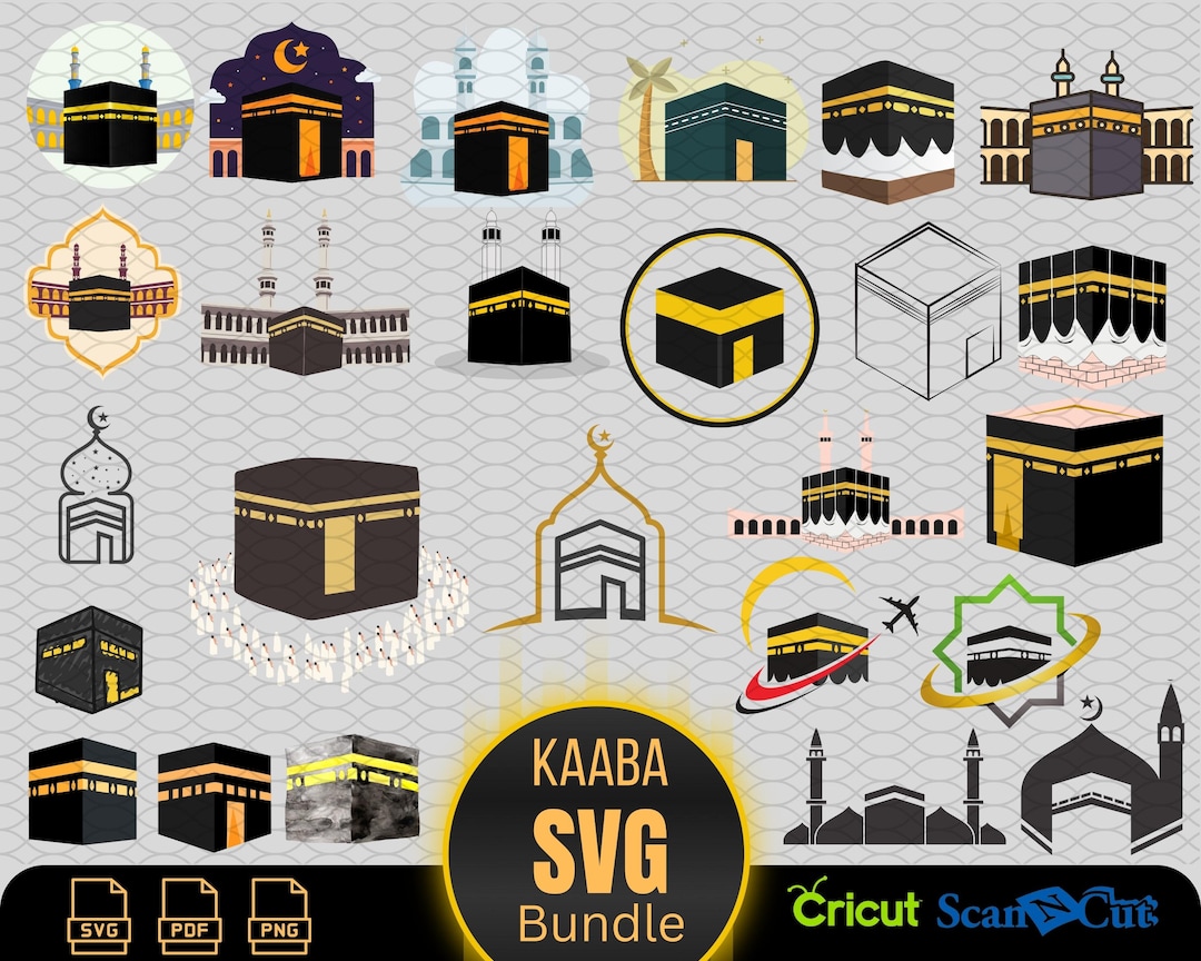 Kaaba Svg, Mecca Svg, Islamic Svg, Kaba Cutting Image, Masjid Al-haram ...
