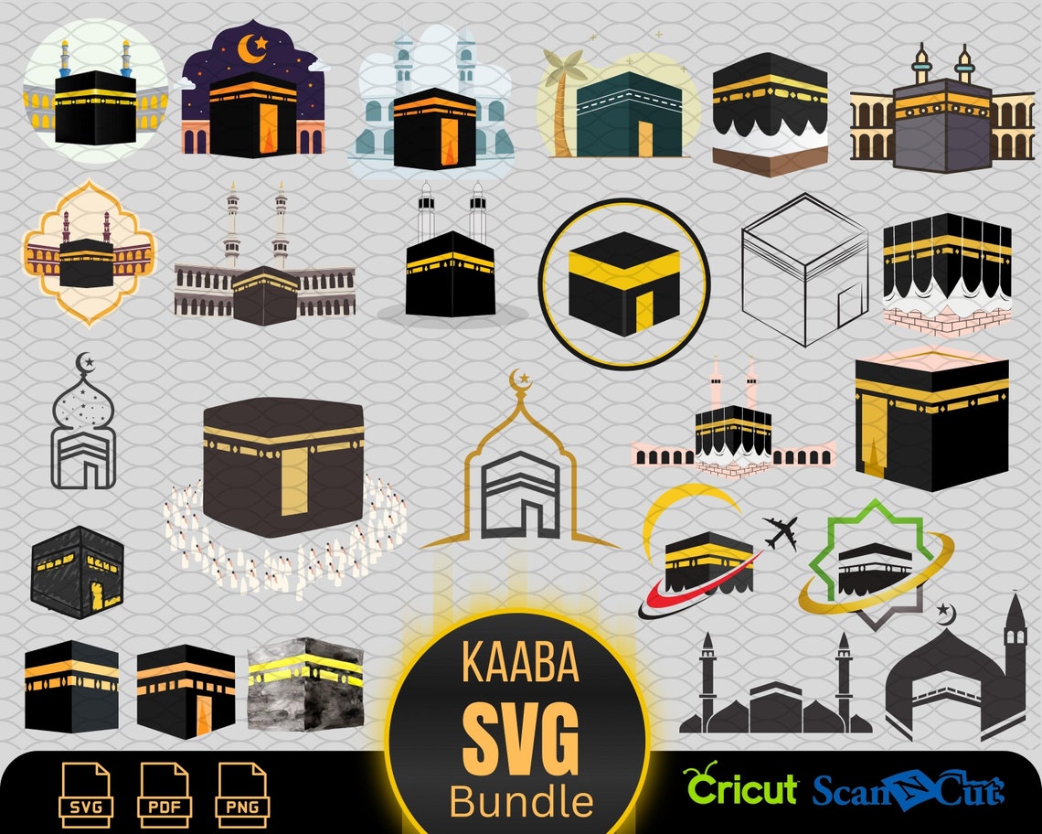 Kaaba Svg, Mecca Svg, Islamic Svg, Kaba Cutting Image, Masjid Al-haram ...