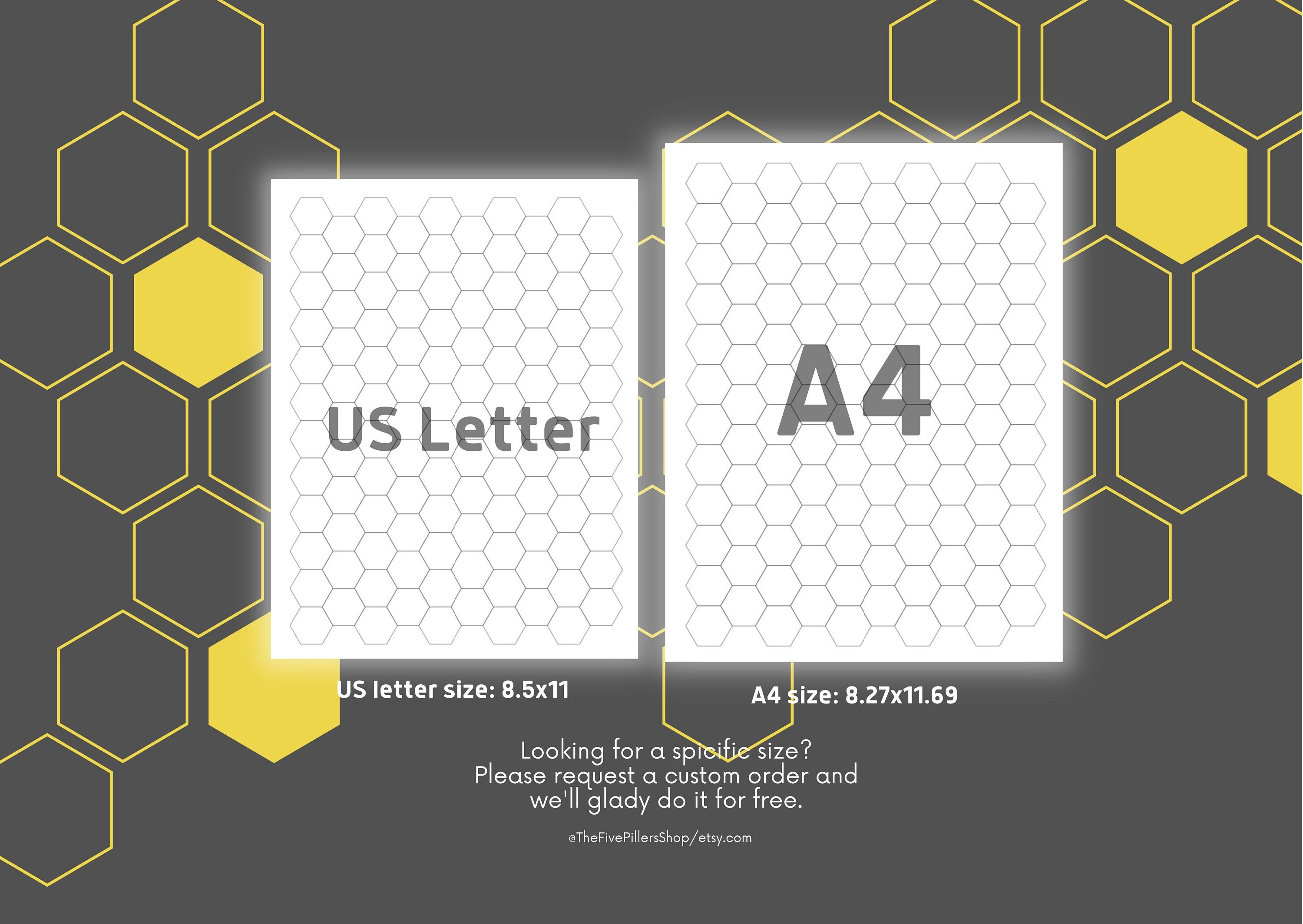 Hexagonal Paper, Hexagonal Paper for Organic Chemistry, Hexagon Grid ...