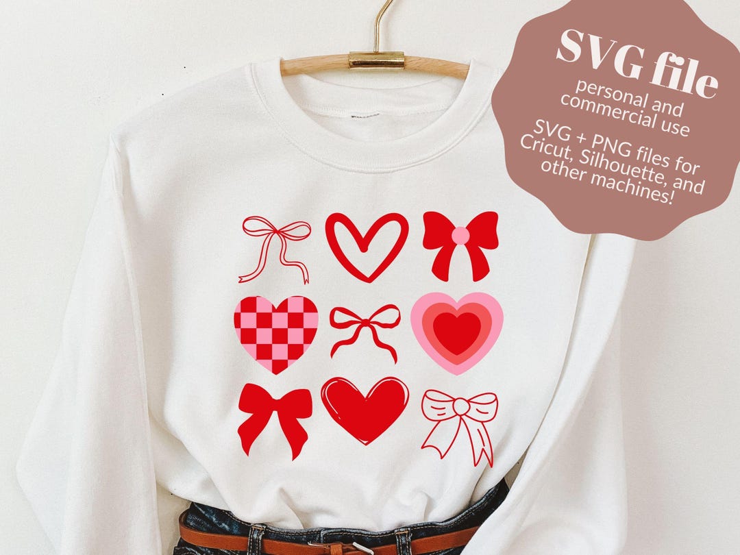 Valentine Coquette Heart PNG SVG, Valentine's Day Ribbon Bow Png, Xoxo ...
