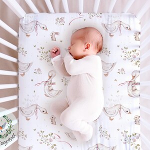 Goose and Bunny Cotton Fitted Crib Sheet for Little Girl. Unique ...