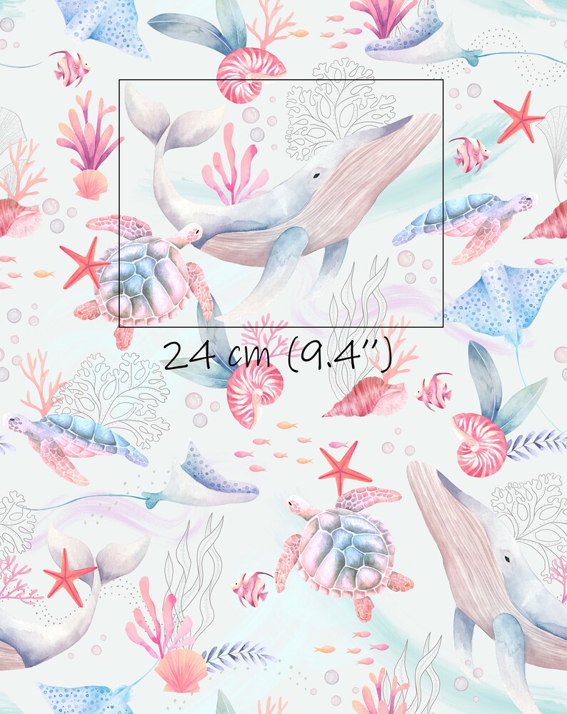 Fitted Crib Sheet for Newborn, Toddler. Ocean Pattern: Whale Turtle ...