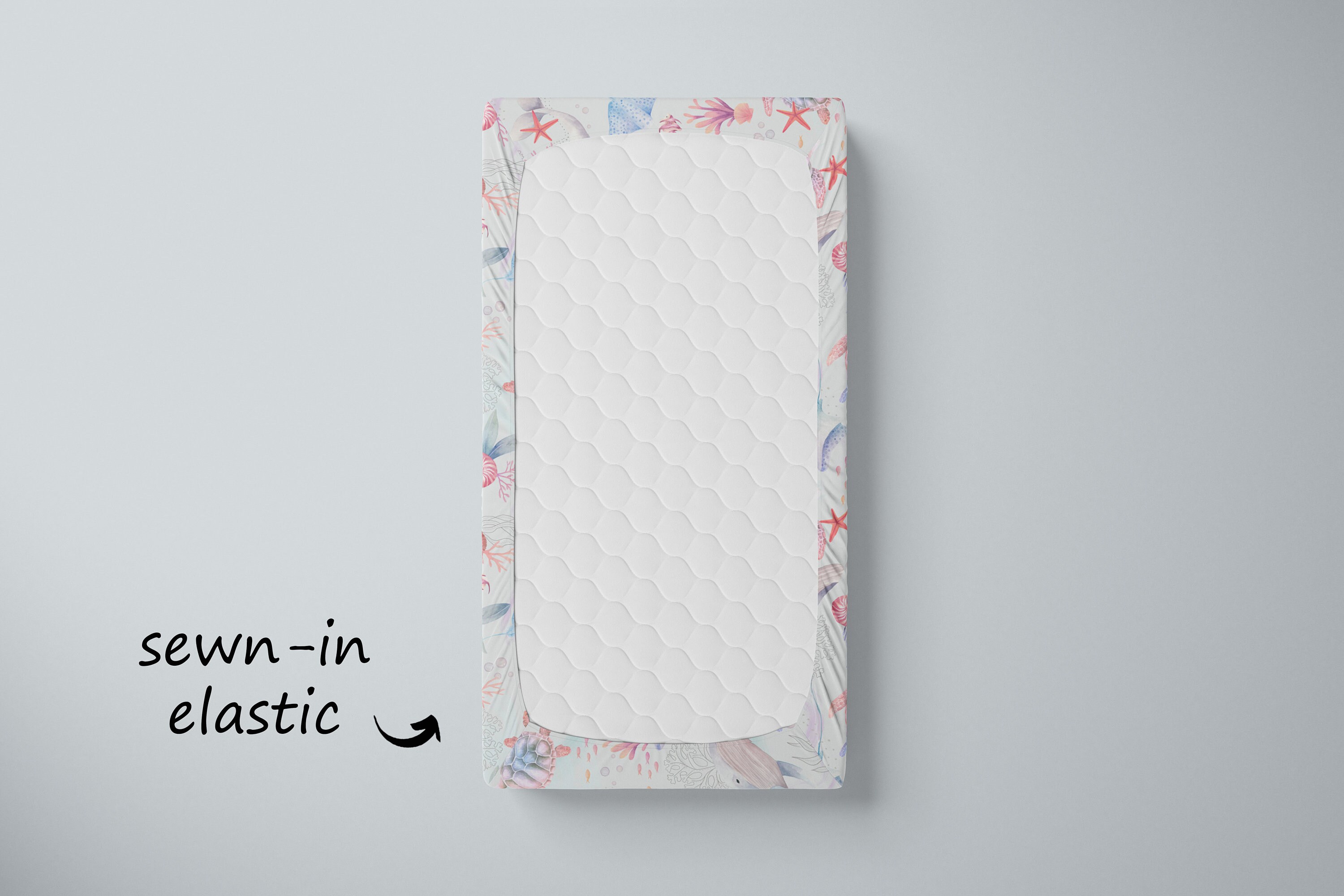 Fitted Crib Sheet for Newborn, Toddler. Ocean Pattern: Whale Turtle ...