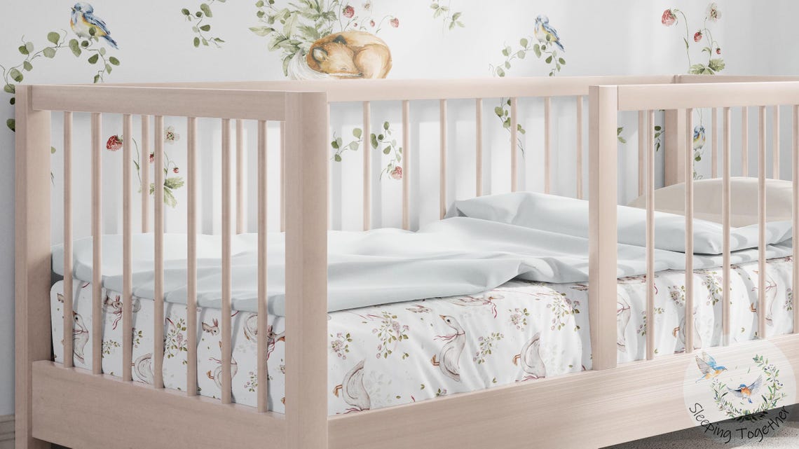 Goose and Bunny Cotton Fitted Crib Sheet for Little Girl. Unique ...