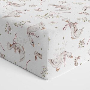 Goose and Bunny Cotton Fitted Crib Sheet for Little Girl. Unique ...