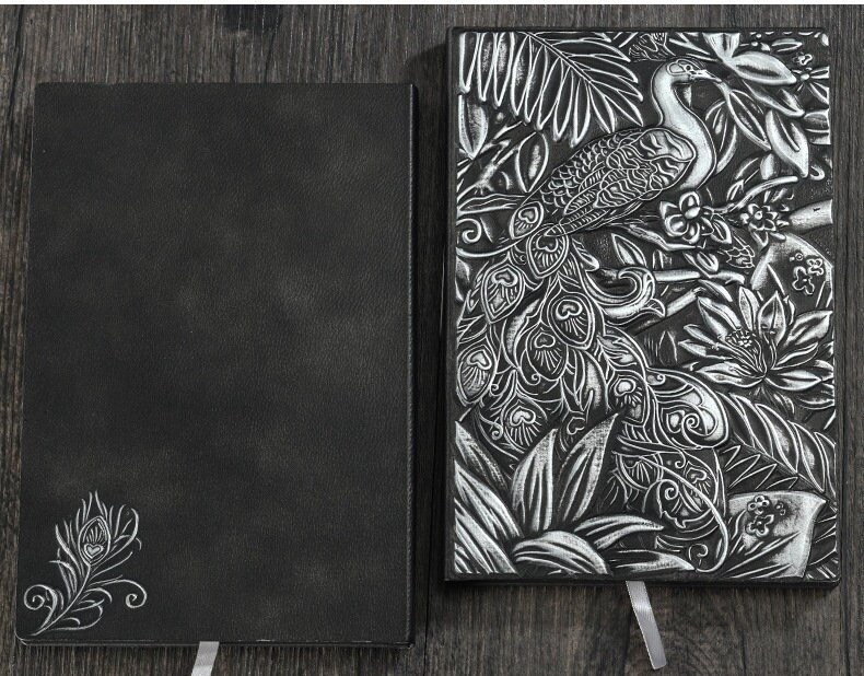 Embossed Cover Journal Vintage 3D Peacock Leather Notebook - Etsy