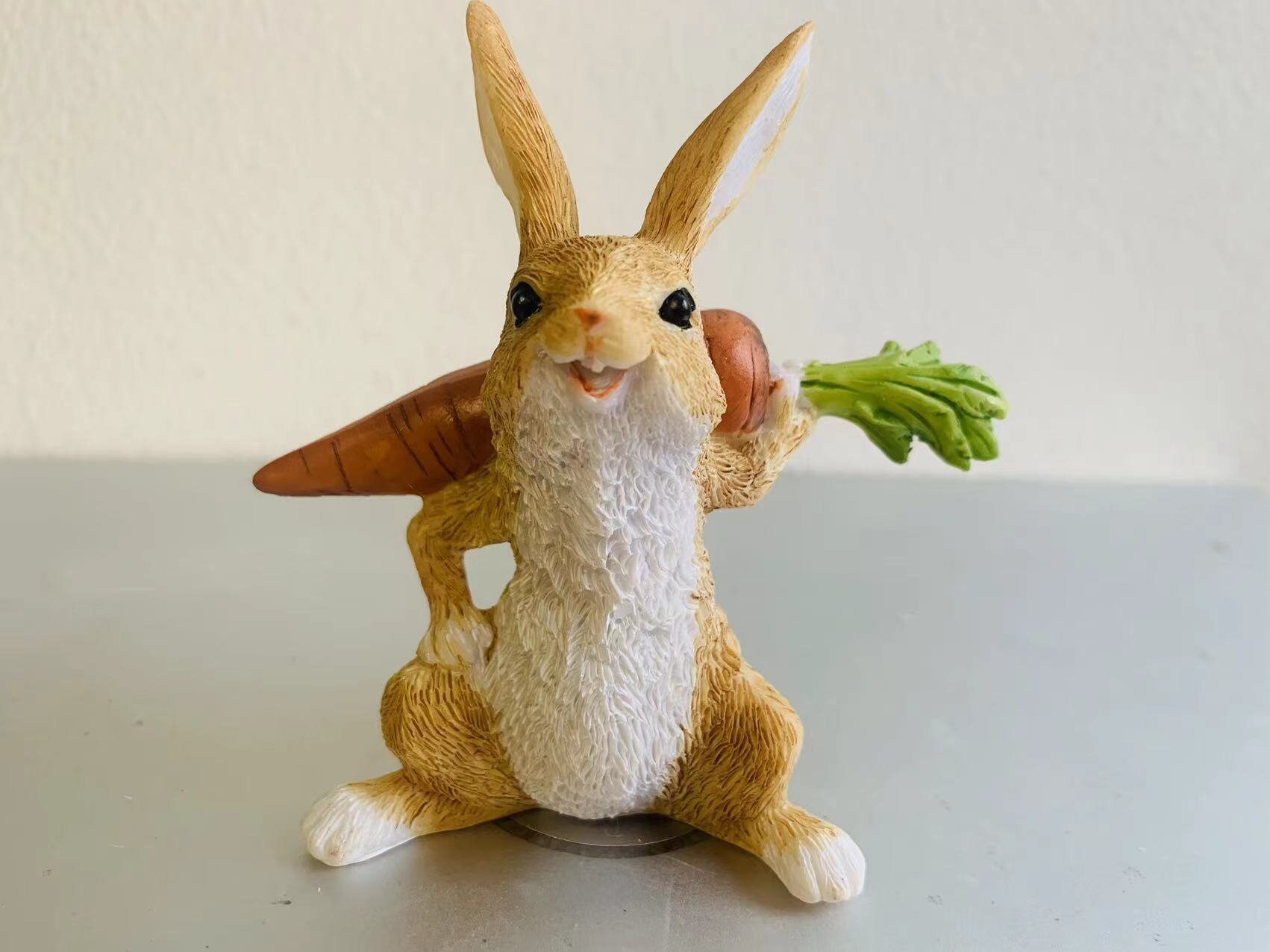 Bunny Carrying Carrot | Mini Bunny Decoration Figurines | Cute Rabbit ...