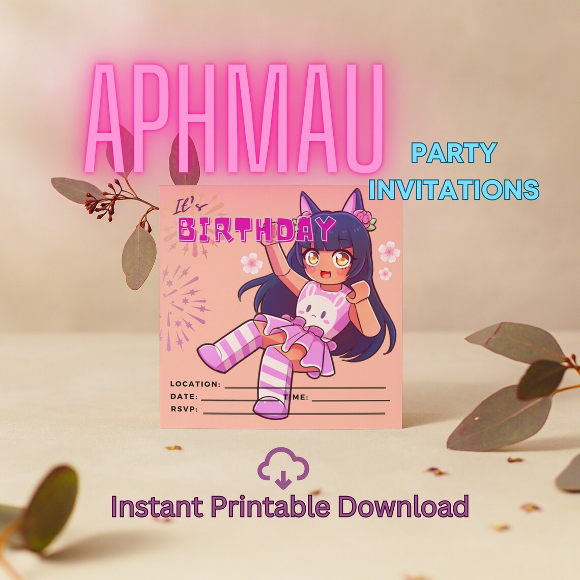 Aphmau Invitations Aphmau Printable Invitations Aphmau Instant Download ...