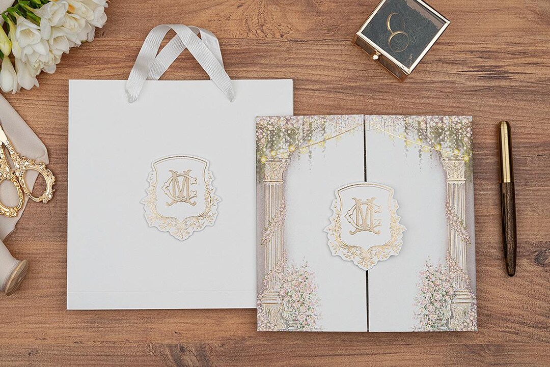 Bag Invitation Card White Wedding Invitation Minimalist Wedding Cards ...