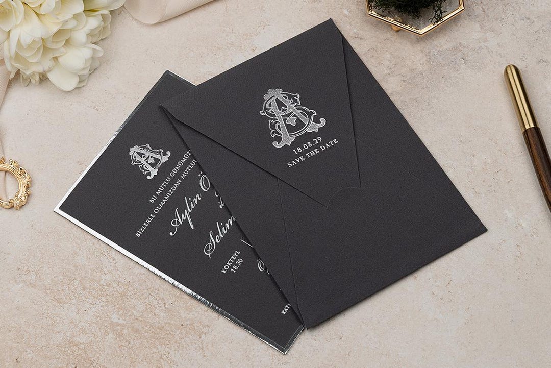 Wedding Invitation Elegant Wedding Invitation Card Linen Fabric Wedding ...