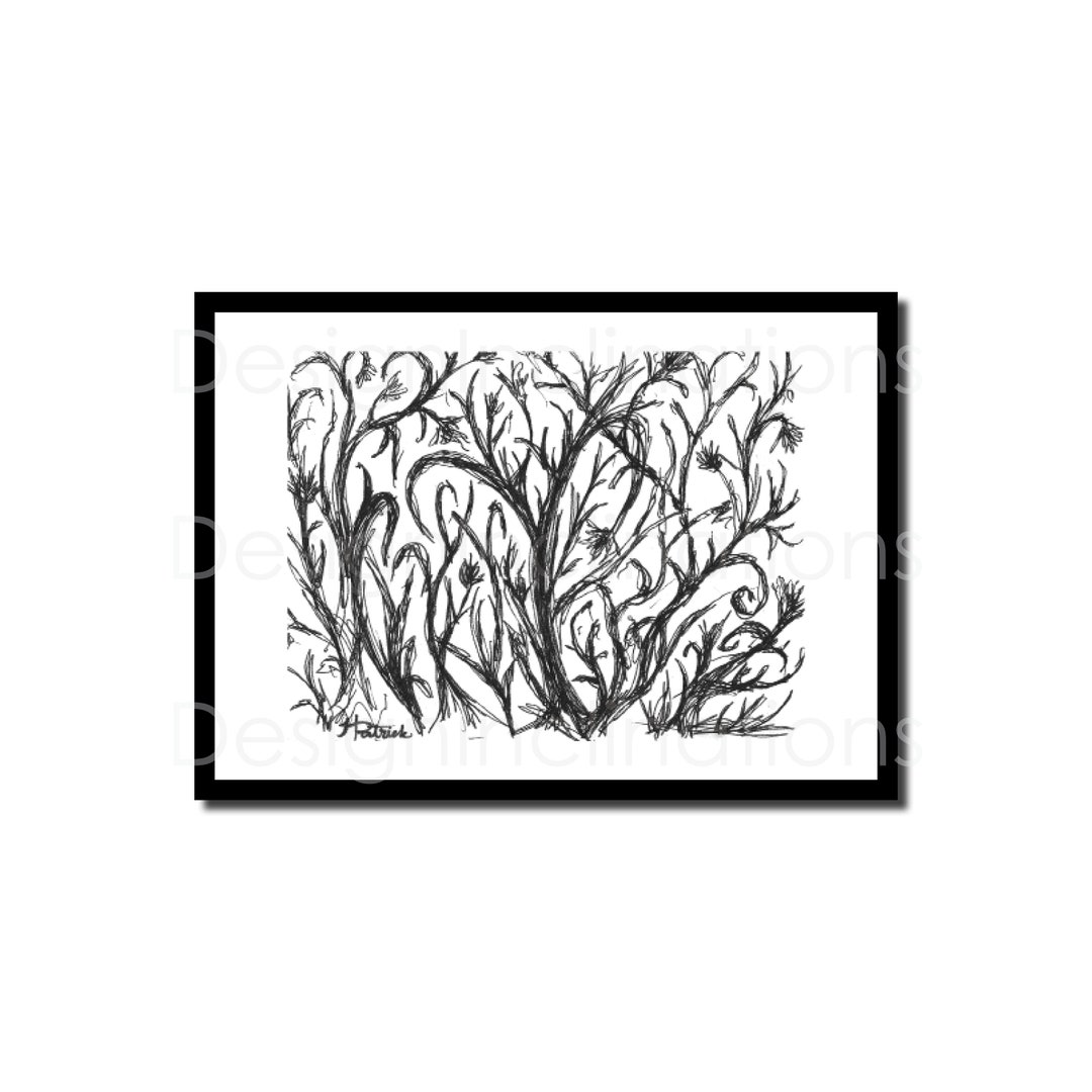 Ink Wildflower Print for Digital Download - Made in the USA, Black and ...