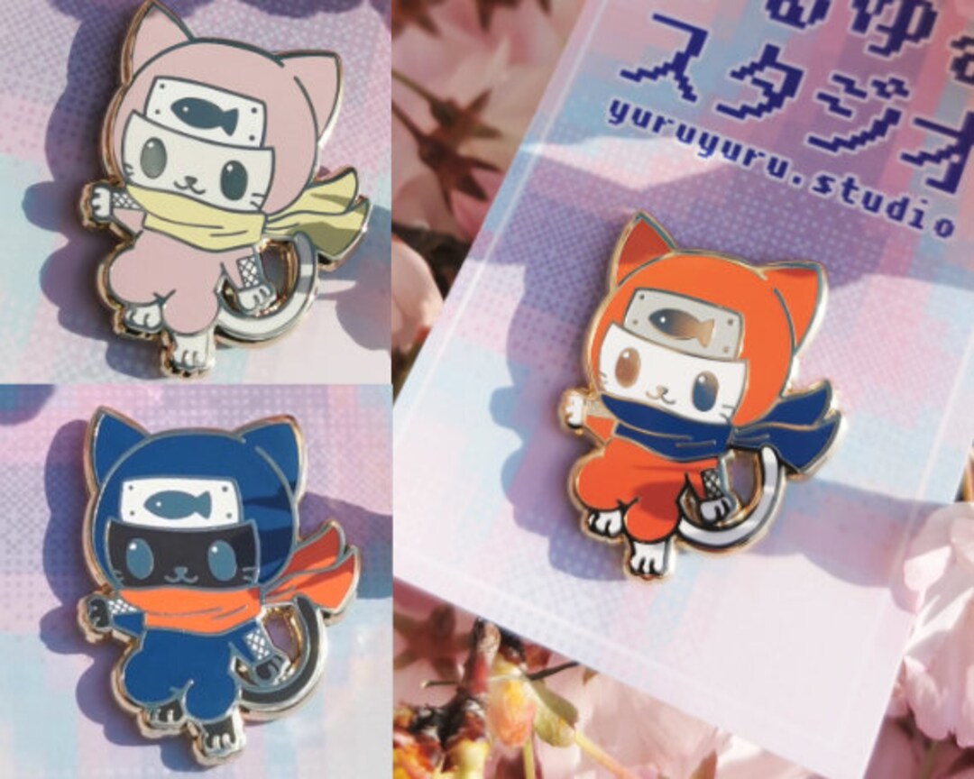 Ninja Neko Cat Enamel Pin, Japanese Motif Enamel Pins, Hard Enamel - Etsy