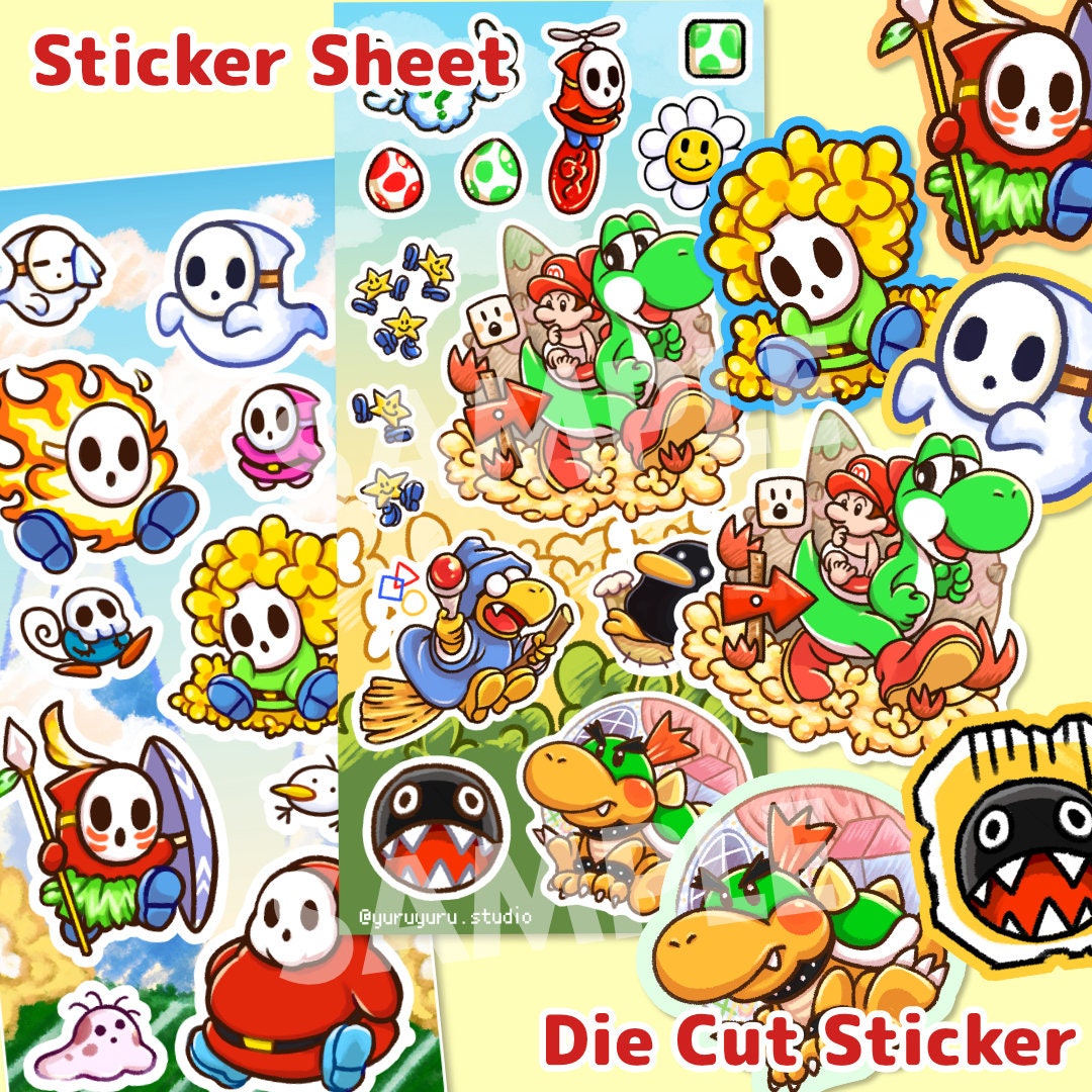 Yoshi's Island Vinyl Sticker Sheet / Die Cut Vinyl Stickers, for ...