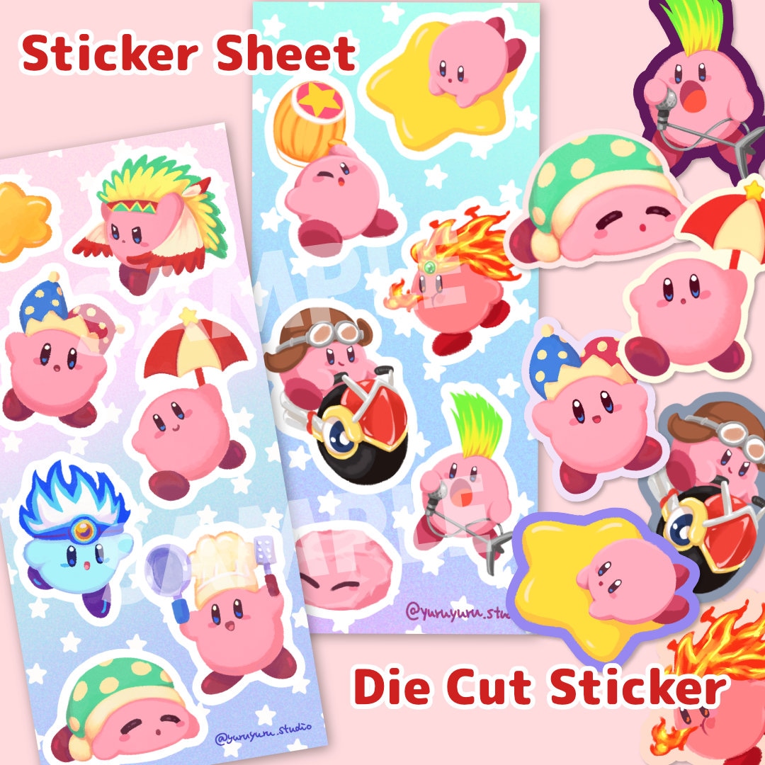 Kirby Super Star Vinyl Sticker Sheet / Die Cut Vinyl Stickers, for ...