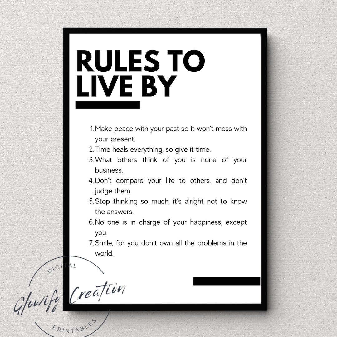 7 Rules to Live By, Motivational Printable Quotes, Hustle, Grind ...