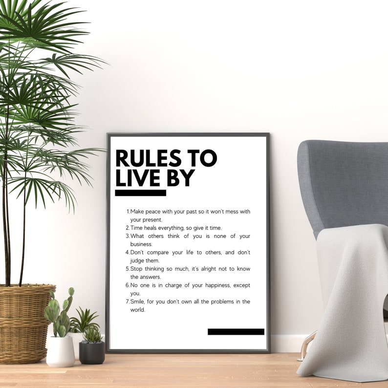 7 Rules to Live By, Motivational Printable Quotes, Hustle, Grind ...