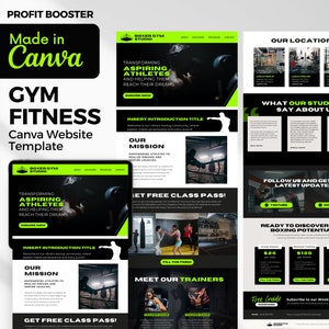 Canva Website Template, Gym Boxing Coach, Fitness Coach Website ...