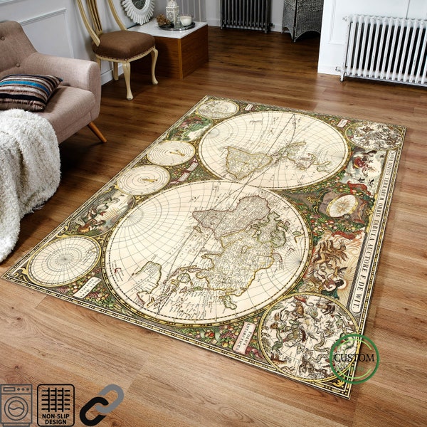 World Map Rug - Etsy