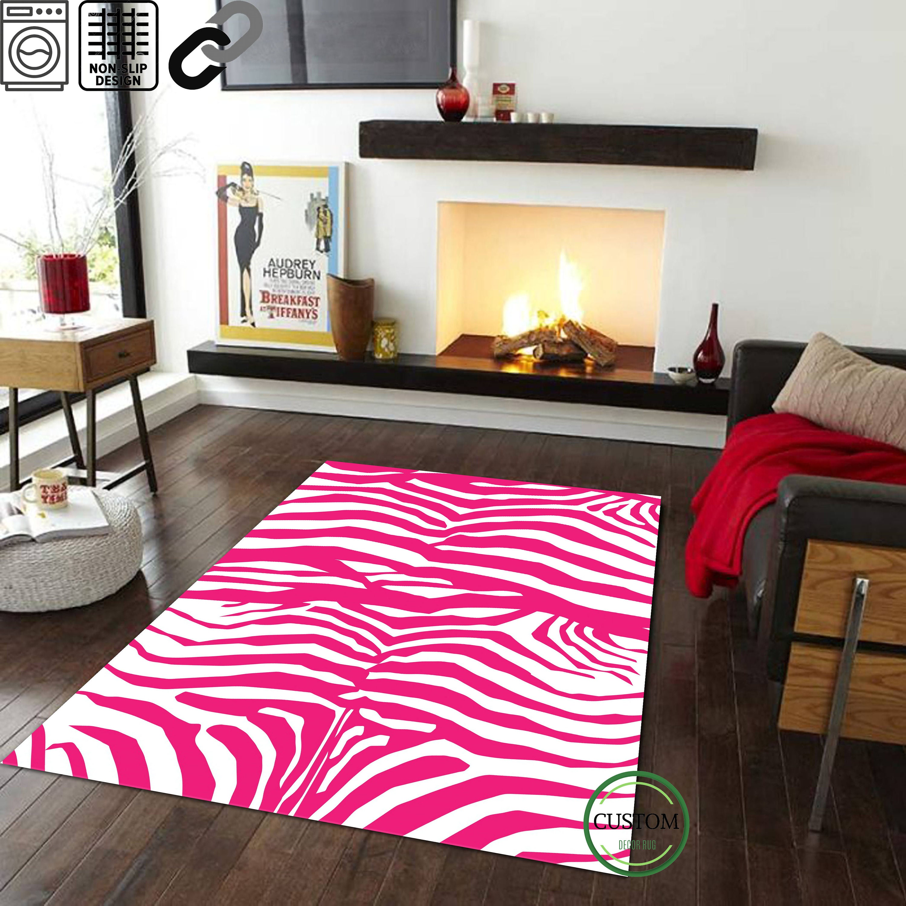 Pink Zebra Rug Preppy Room Decor Preppy Rug College Girls - Etsy