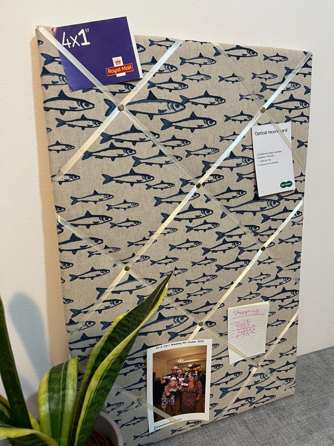 Blue Sardine Fish Nautical Fabric Notice Board – Handmade Padded ...