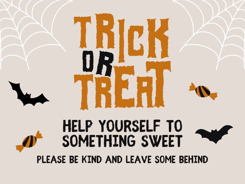 Instant Digital File PDF Printable Halloween Trick or Treat - Etsy