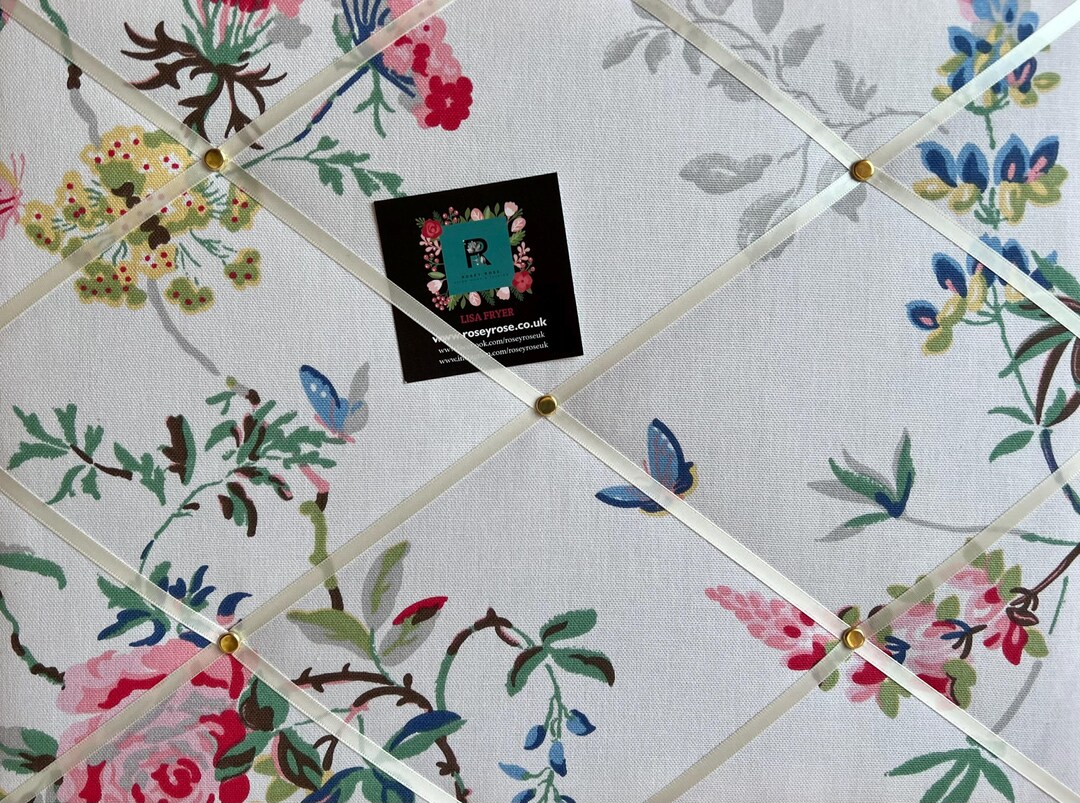 Birds & Roses Lightly Padded Fabric Notice / Bulletin Board, Great Gift ...