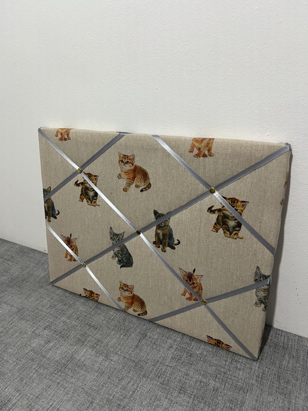 40x30cm Linen Look Cat Fabric Notice Board – Cute Tabby & Ginger ...