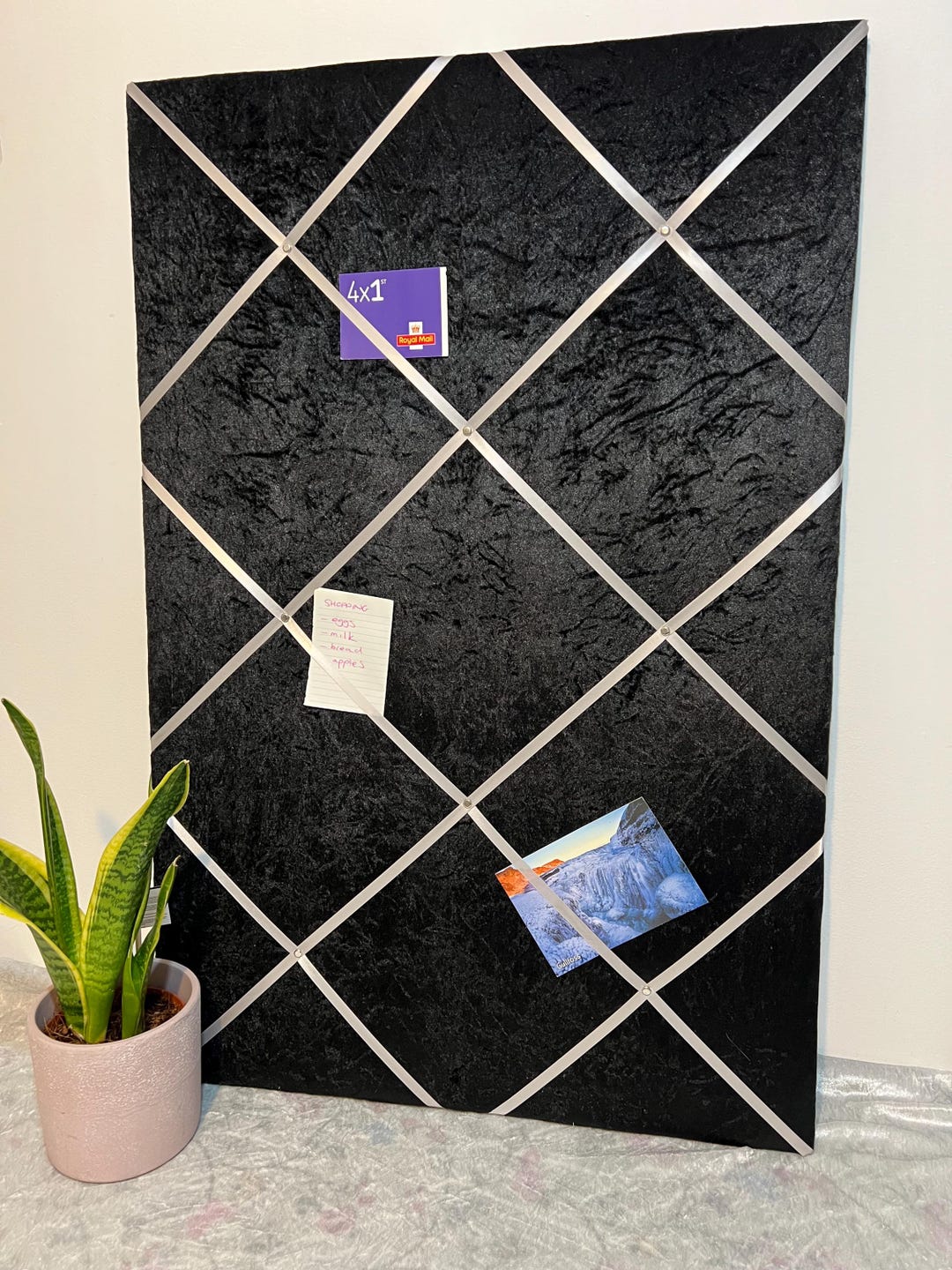 Black Velvet Lightly Padded Fabric Notice Bulletin Board - Great Gift ...