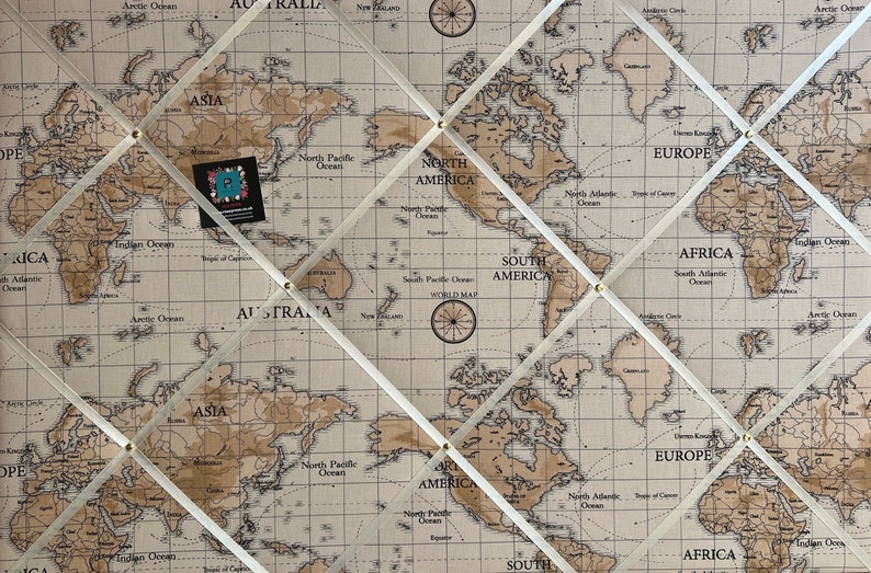 90x60cm Handcrafted Lightly Padded Fabric Notice Memo Bulletin Board ...