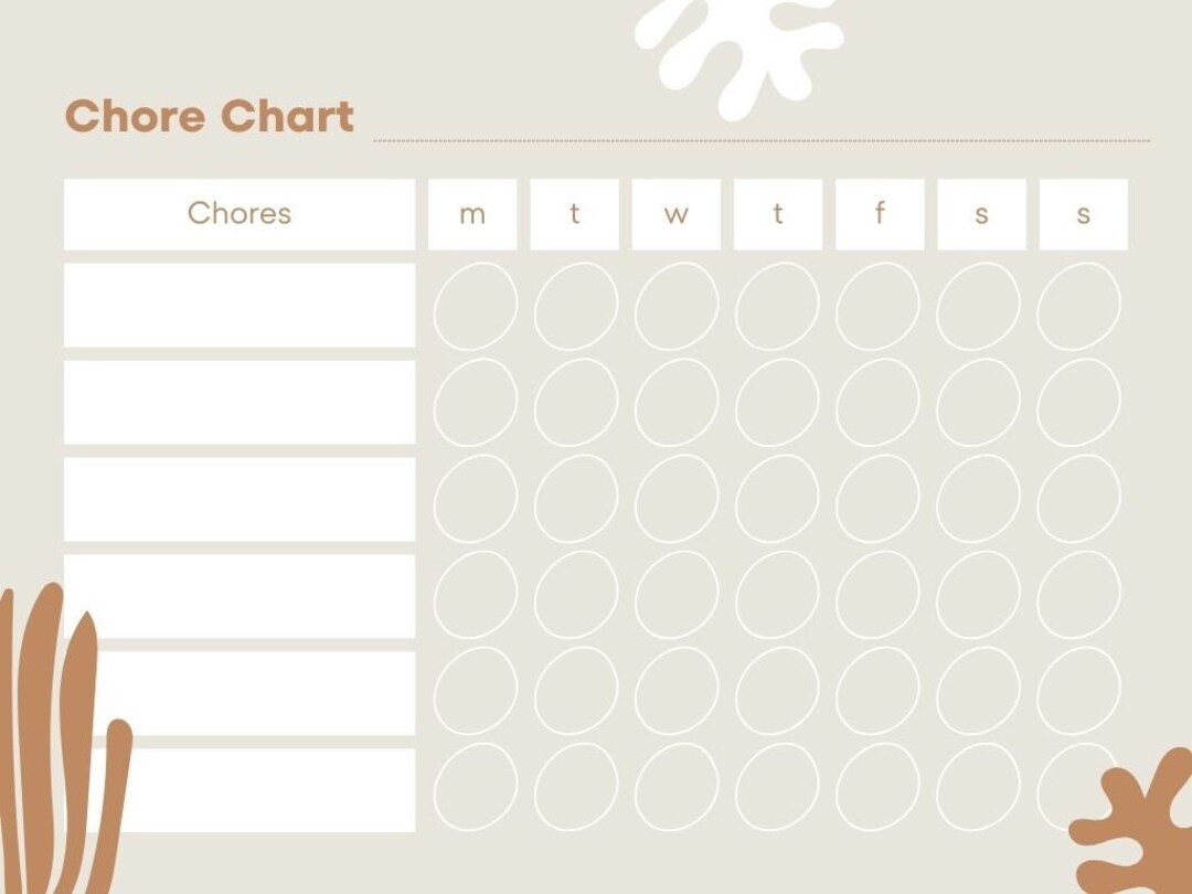 Instant Digital Download PDF Printable Beige Weekly Chore - Etsy