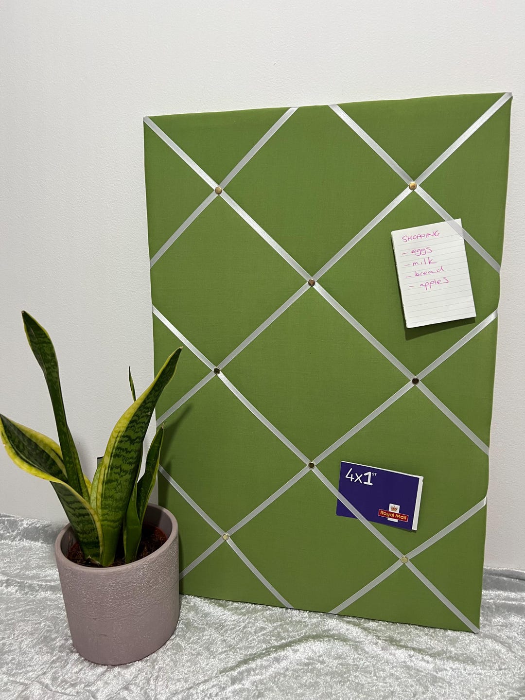 Sage Green Lightly Padded Fabric Notice Bulletin Board - Great Gift to ...
