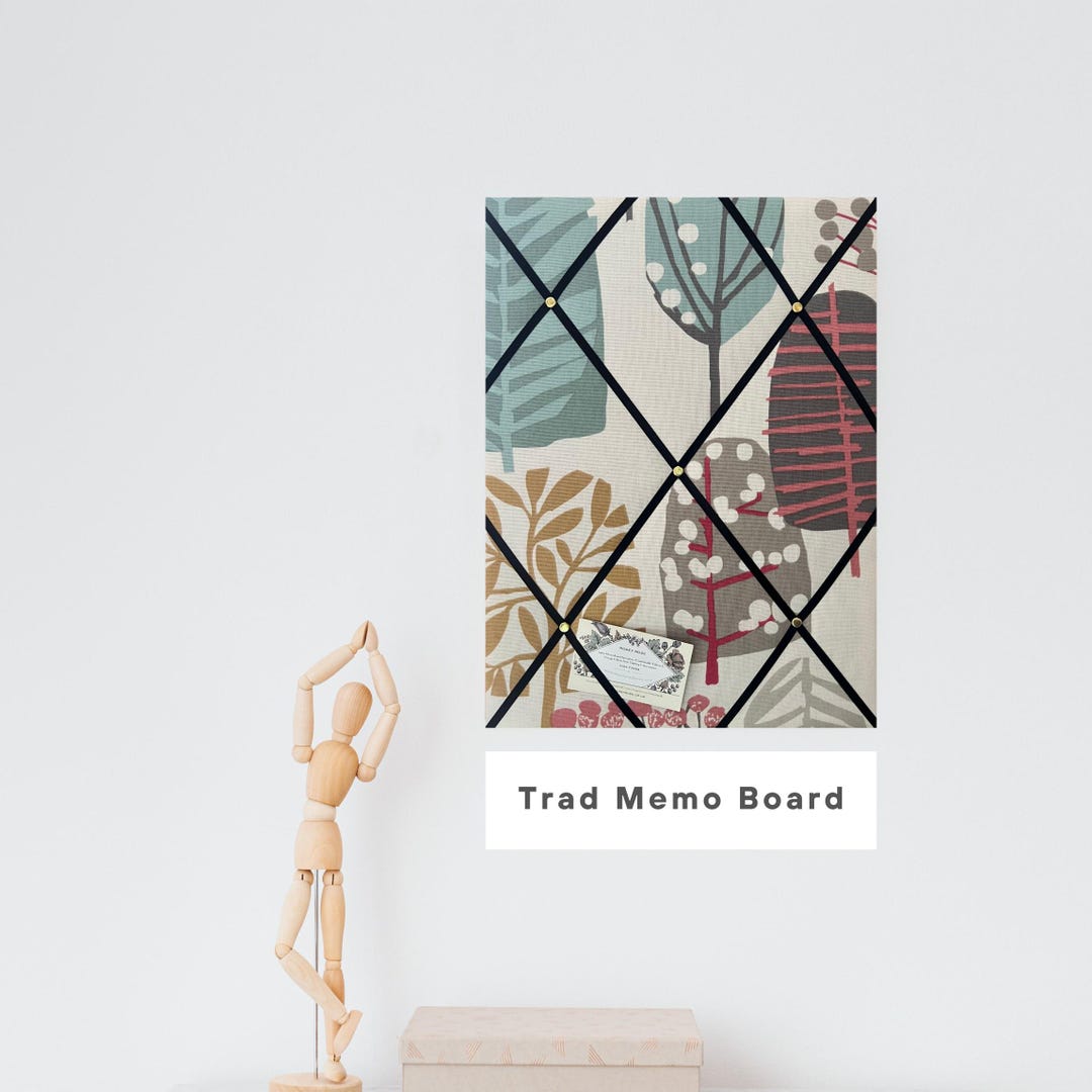 Trad Pastel Trees Lightly Padded Fabric Notice Bulletin Memo Board ...