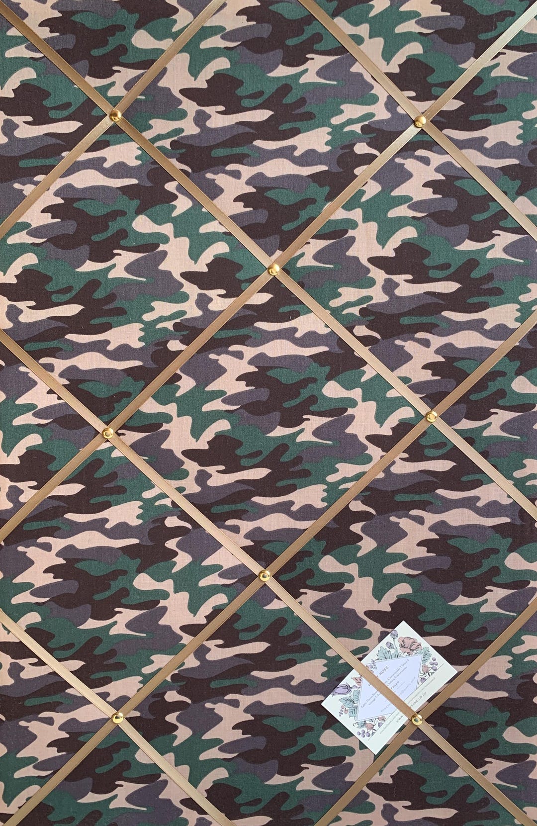 Camouflage Army Print Padded Fabric Notice Pin Board in Khaki ...
