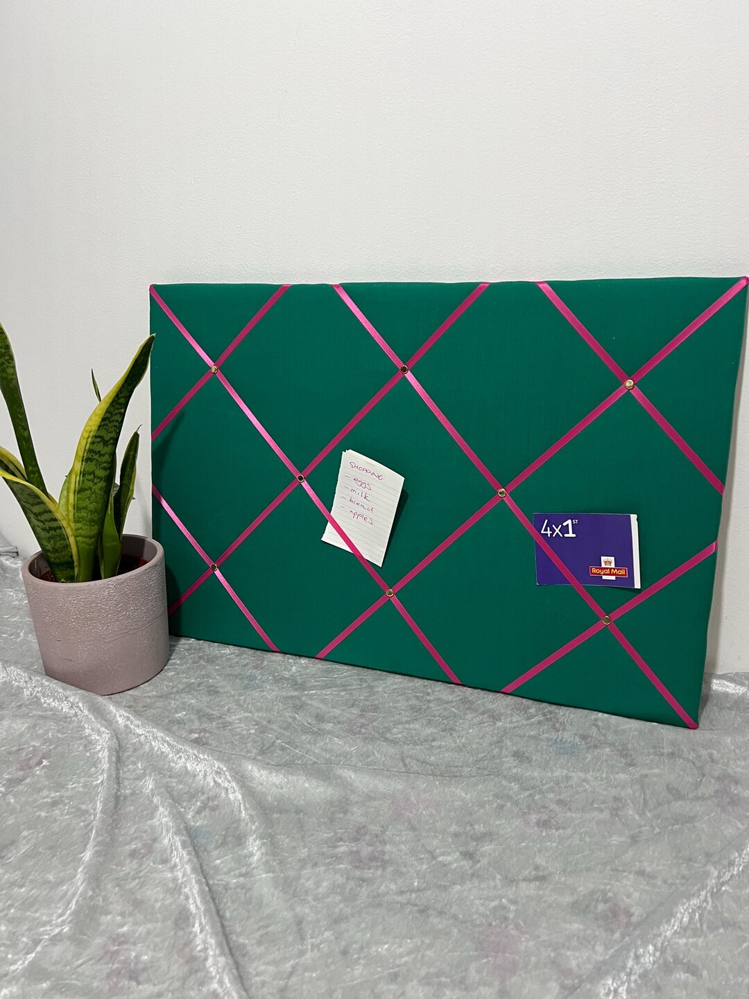 Jade Green Lightly Padded Fabric Notice Bulletin Board - Great Gift to ...