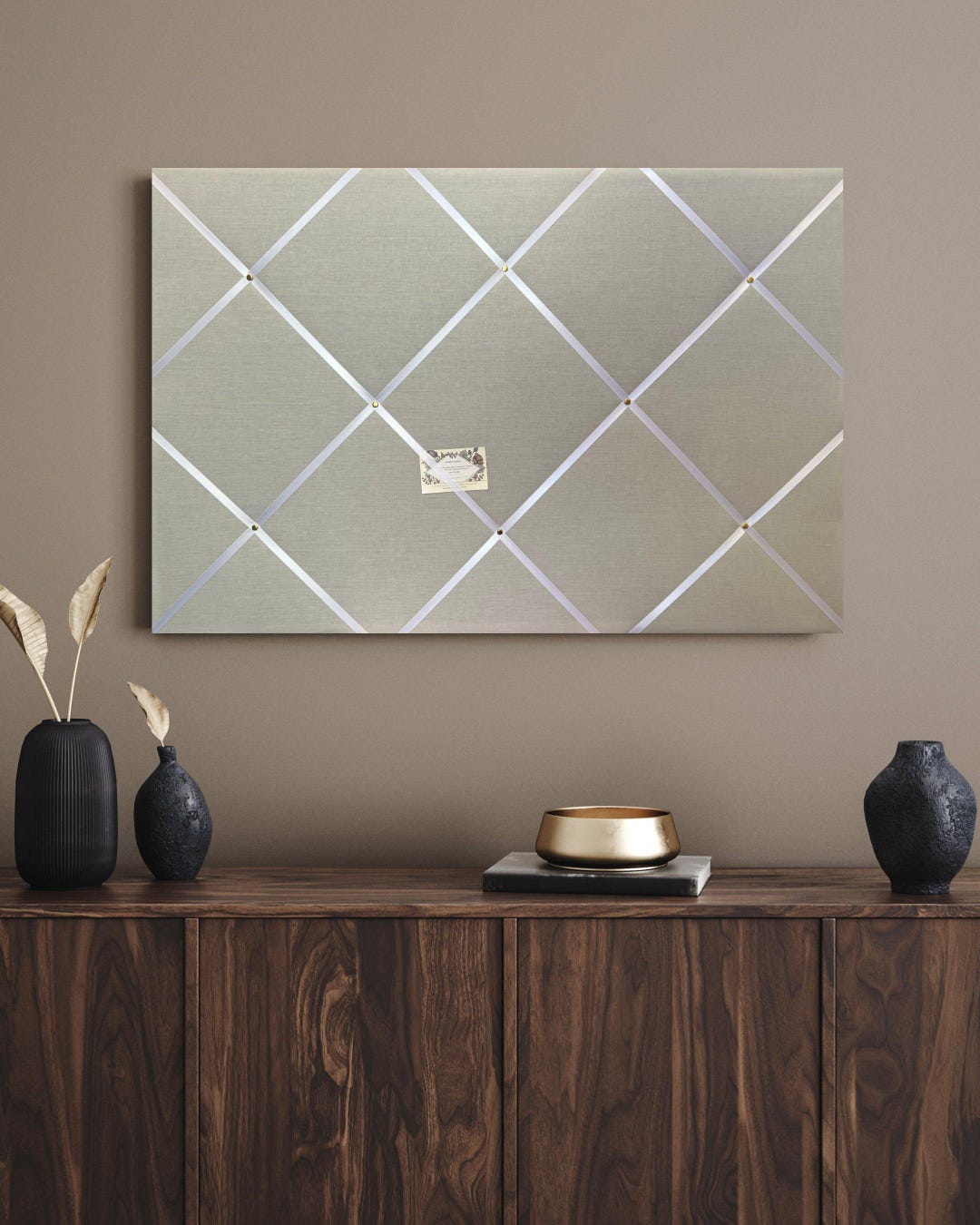 Beige Lightly Padded Fabric Notice / Memo / Bulletin Board - Made to ...
