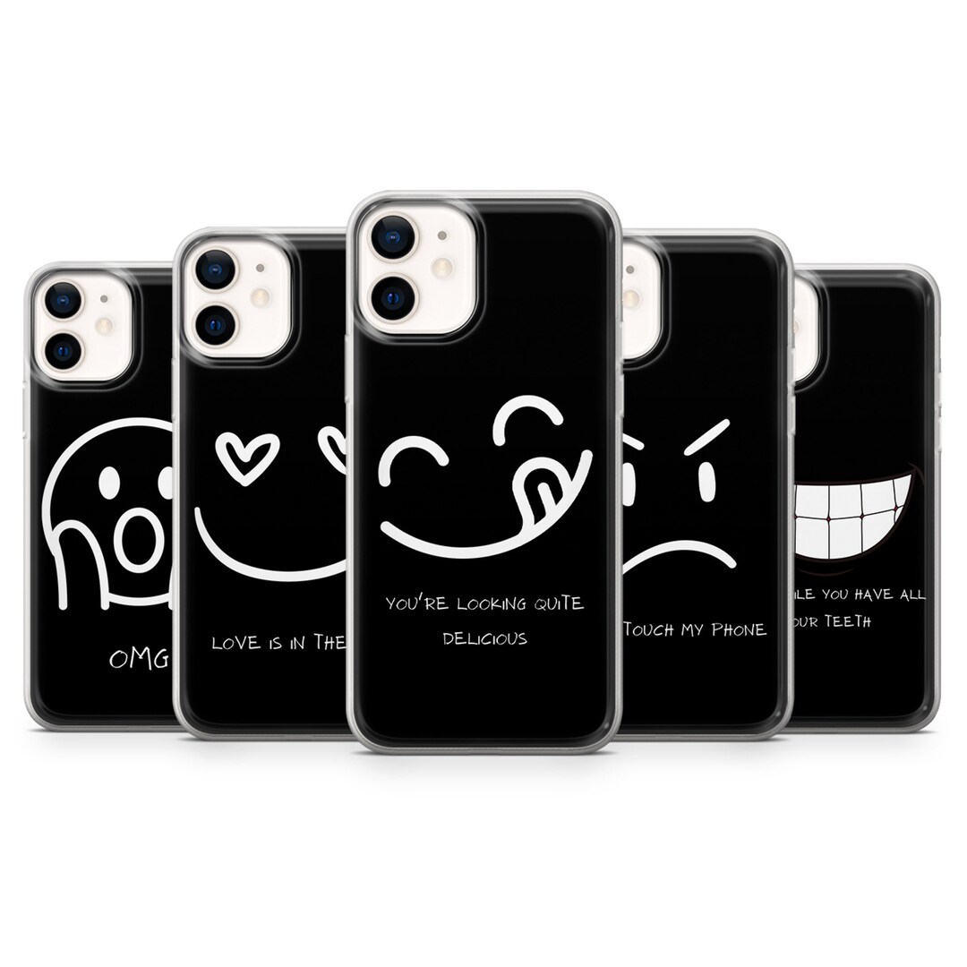 Black and White Phone Case Memes Cover for iPhone 15 14 13 12 Pro 11 XR ...