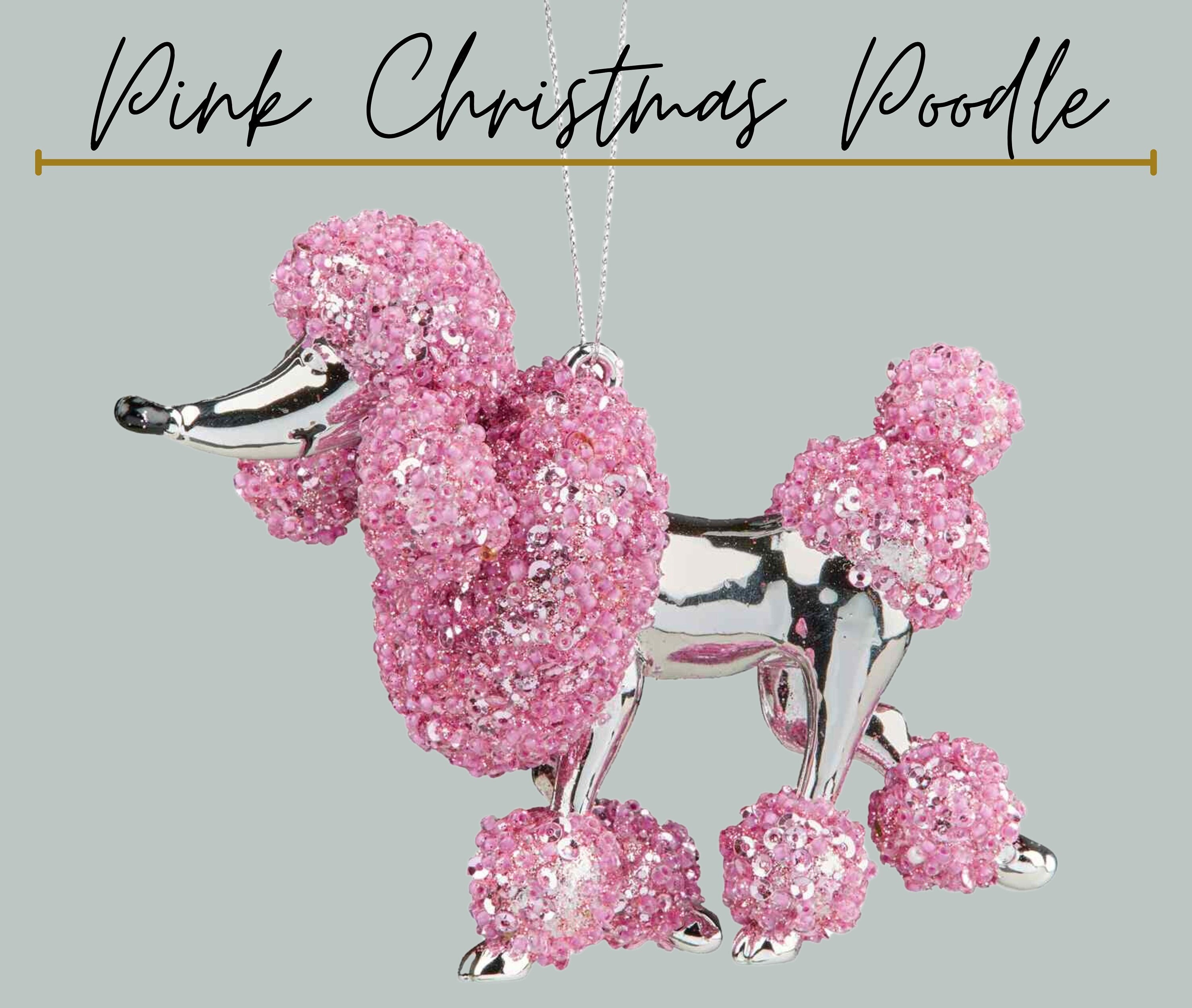 Pink, Silver Poodle Dog Christmas Ornament Hanging Tree Decoration - Etsy