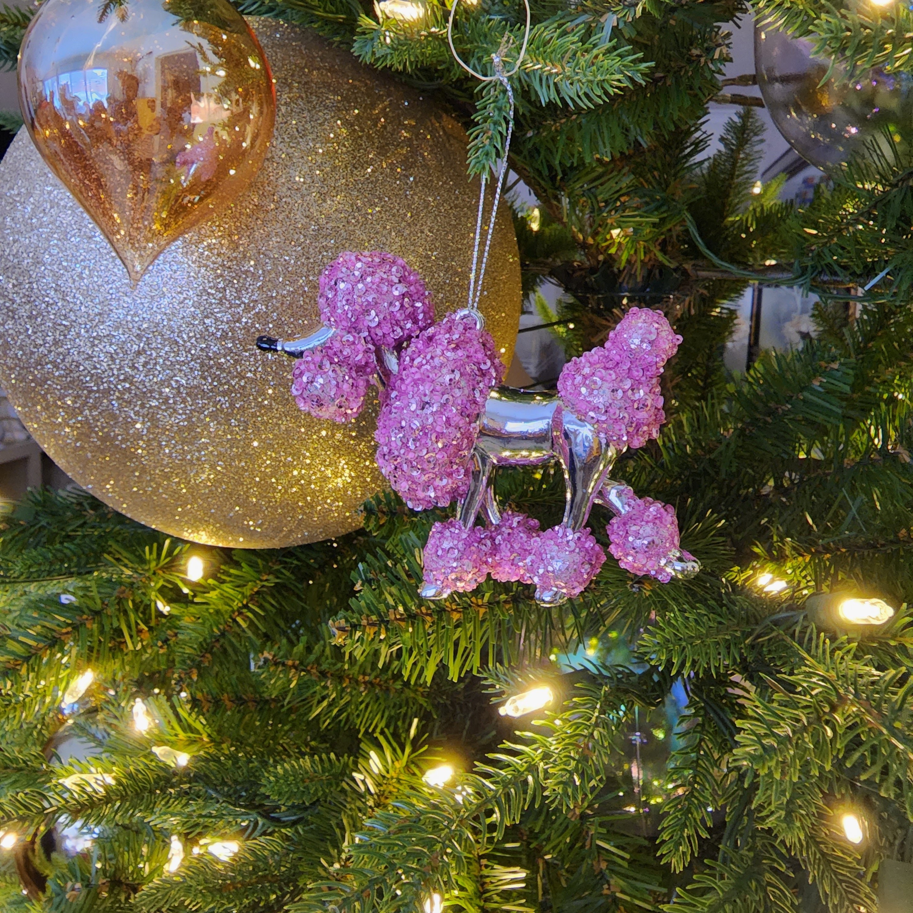 Pink, Silver Poodle Dog Christmas Ornament Hanging Tree Decoration - Etsy