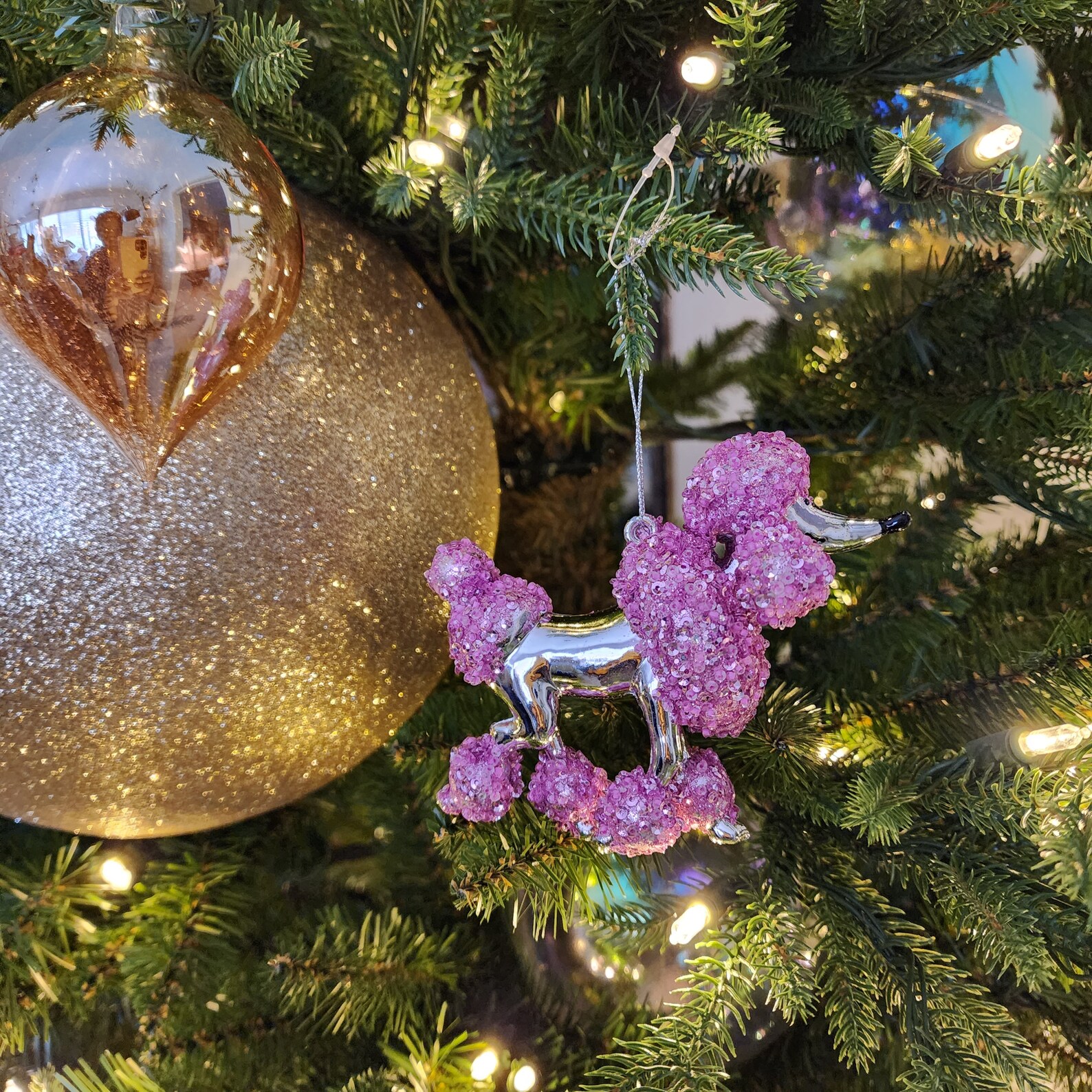 Pink, Silver Poodle Dog Christmas Ornament Hanging Tree Decoration - Etsy