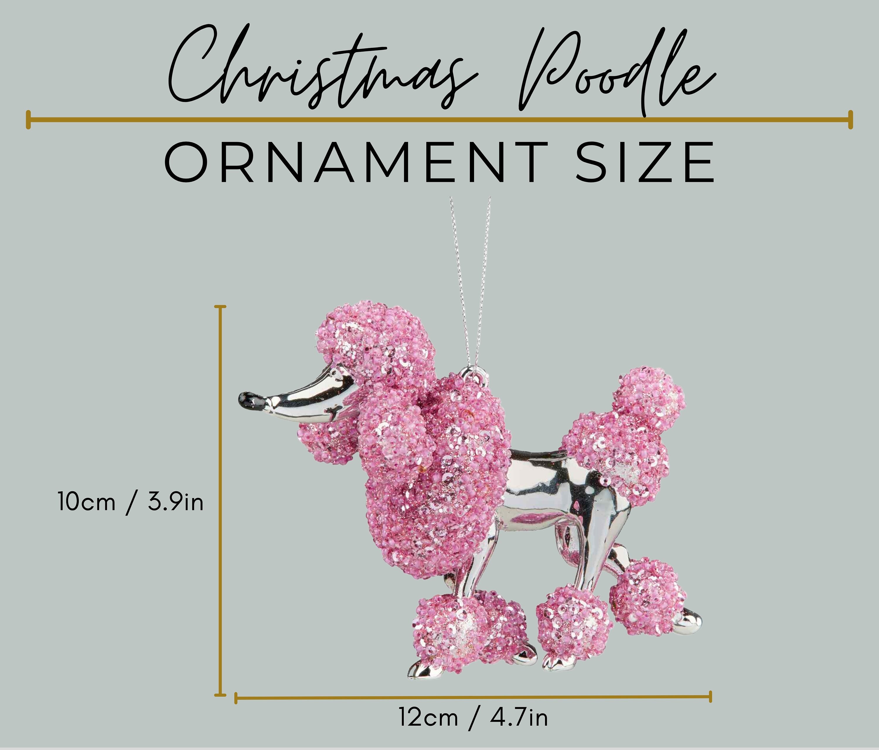 Pink, Silver Poodle Dog Christmas Ornament Hanging Tree Decoration - Etsy
