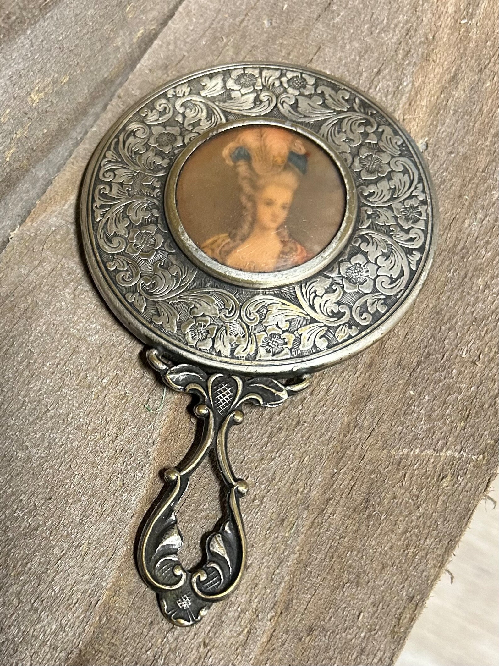 Antique Pocket Mirror ~ Victorian Portrait - Etsy
