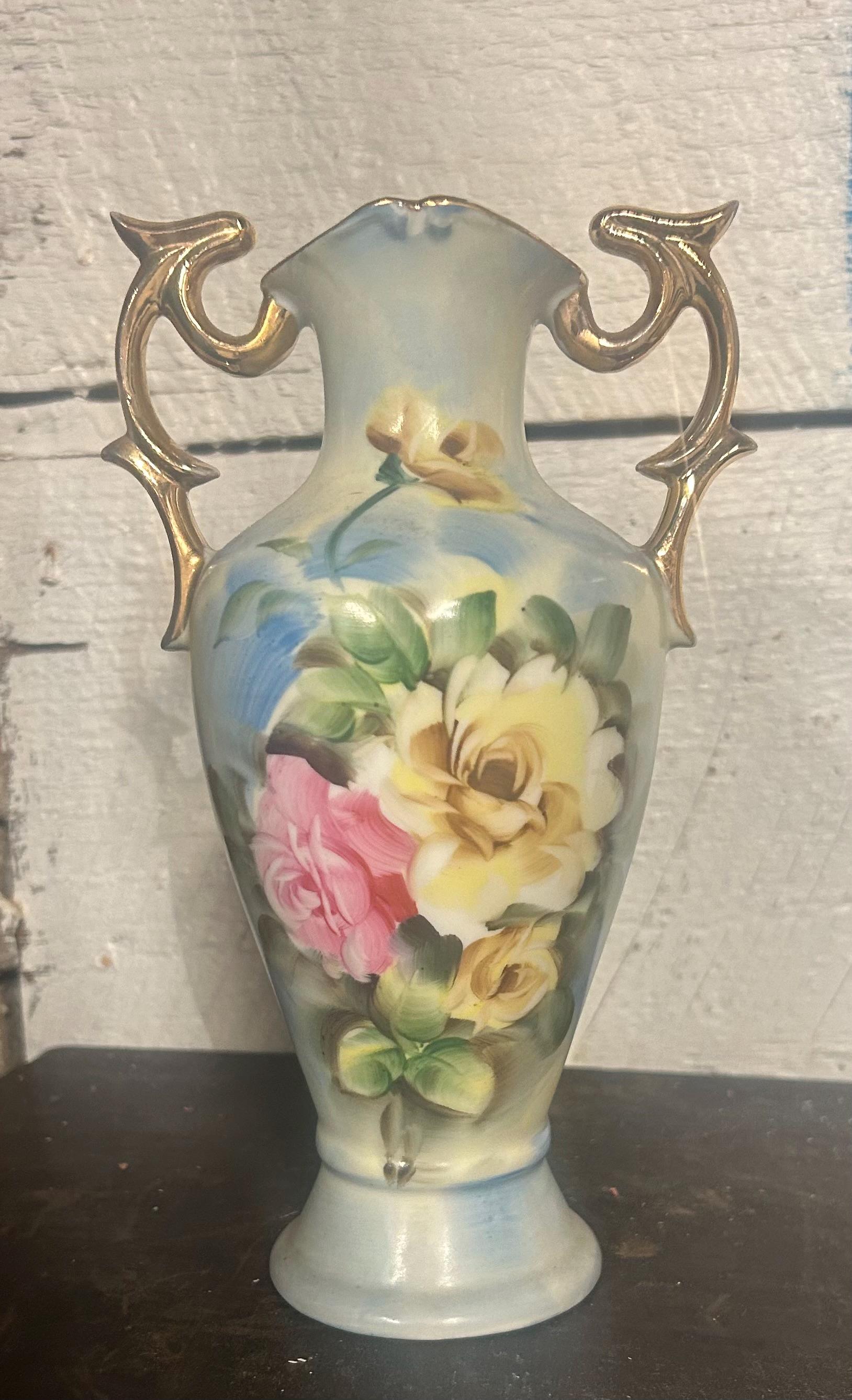 Lefton Hand Painted Vase ~ Vintage - Etsy
