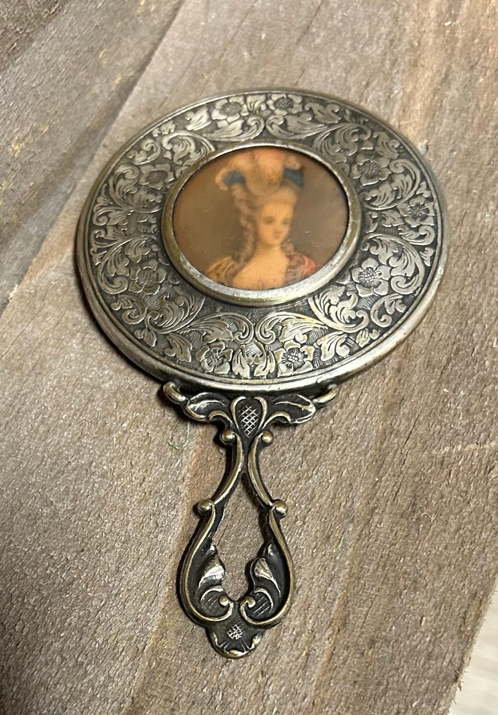 Antique Pocket Mirror ~ Victorian Portrait - Etsy