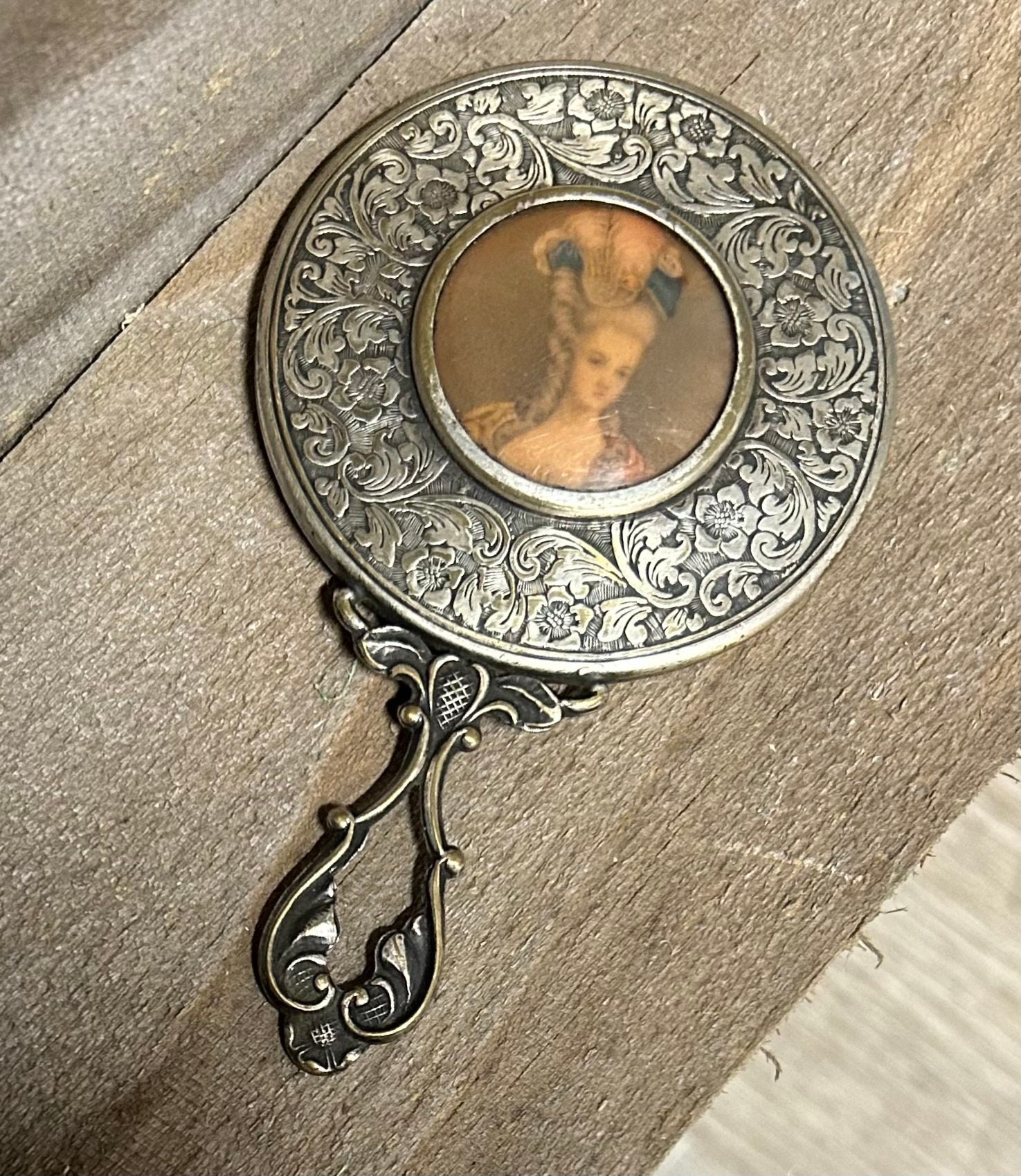 Antique Pocket Mirror ~ Victorian Portrait - Etsy
