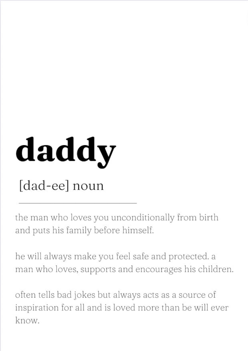 DADDY DEFINITION PRINT Wall Art Print Daddy Gifts Daddy Print Digital ...