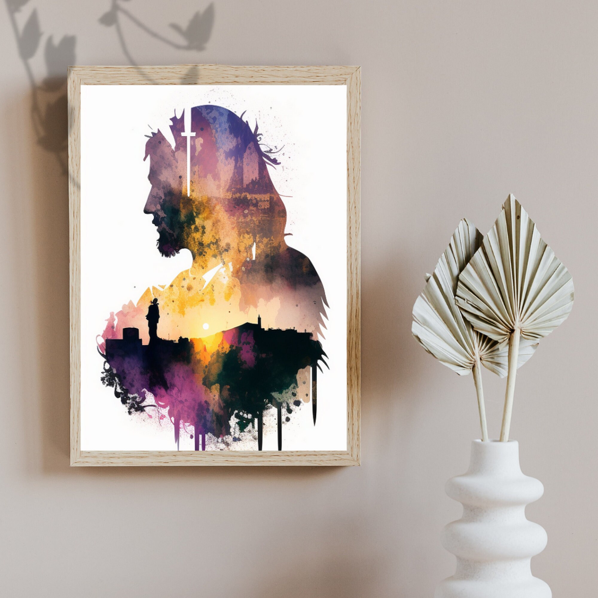 Cartel imprimible de silueta de Jesús minimalista elegante Impresión de ...