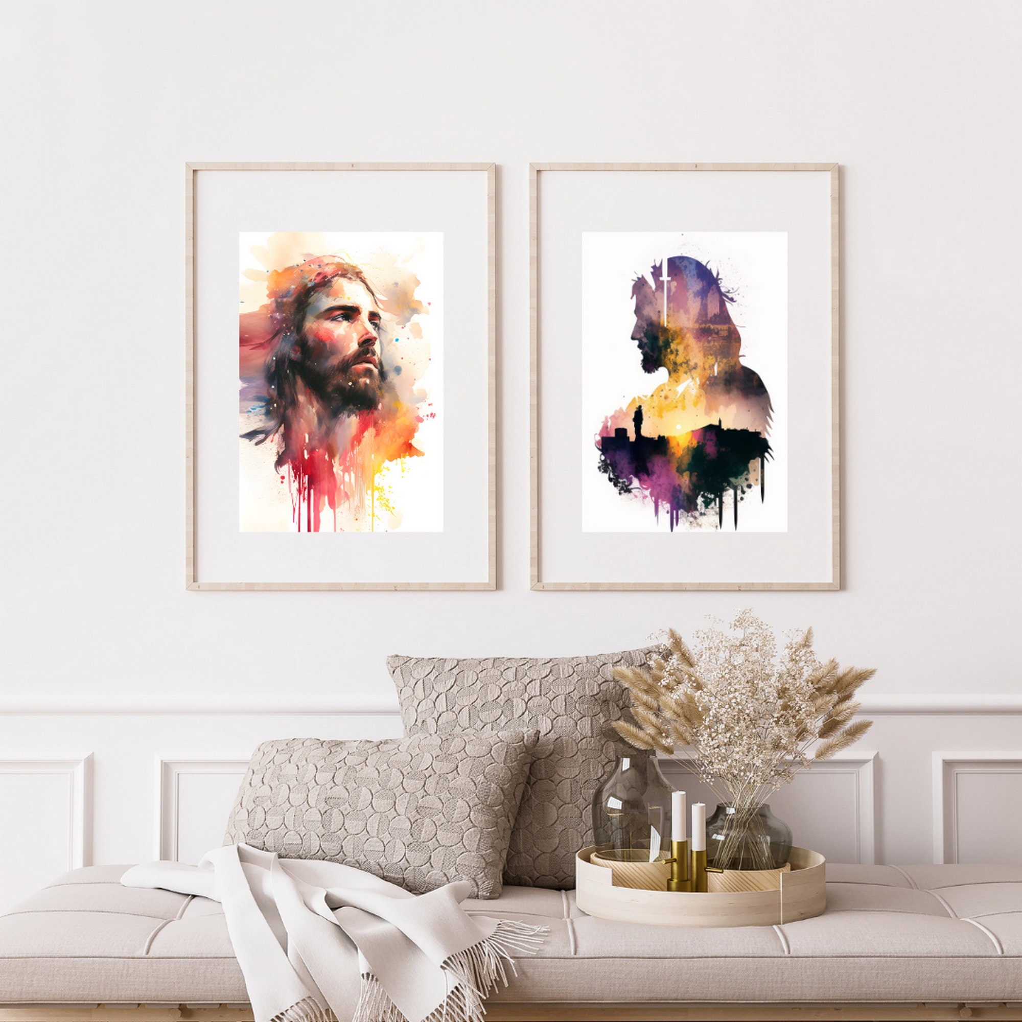 Cartel imprimible de silueta de Jesús minimalista elegante Impresión de ...