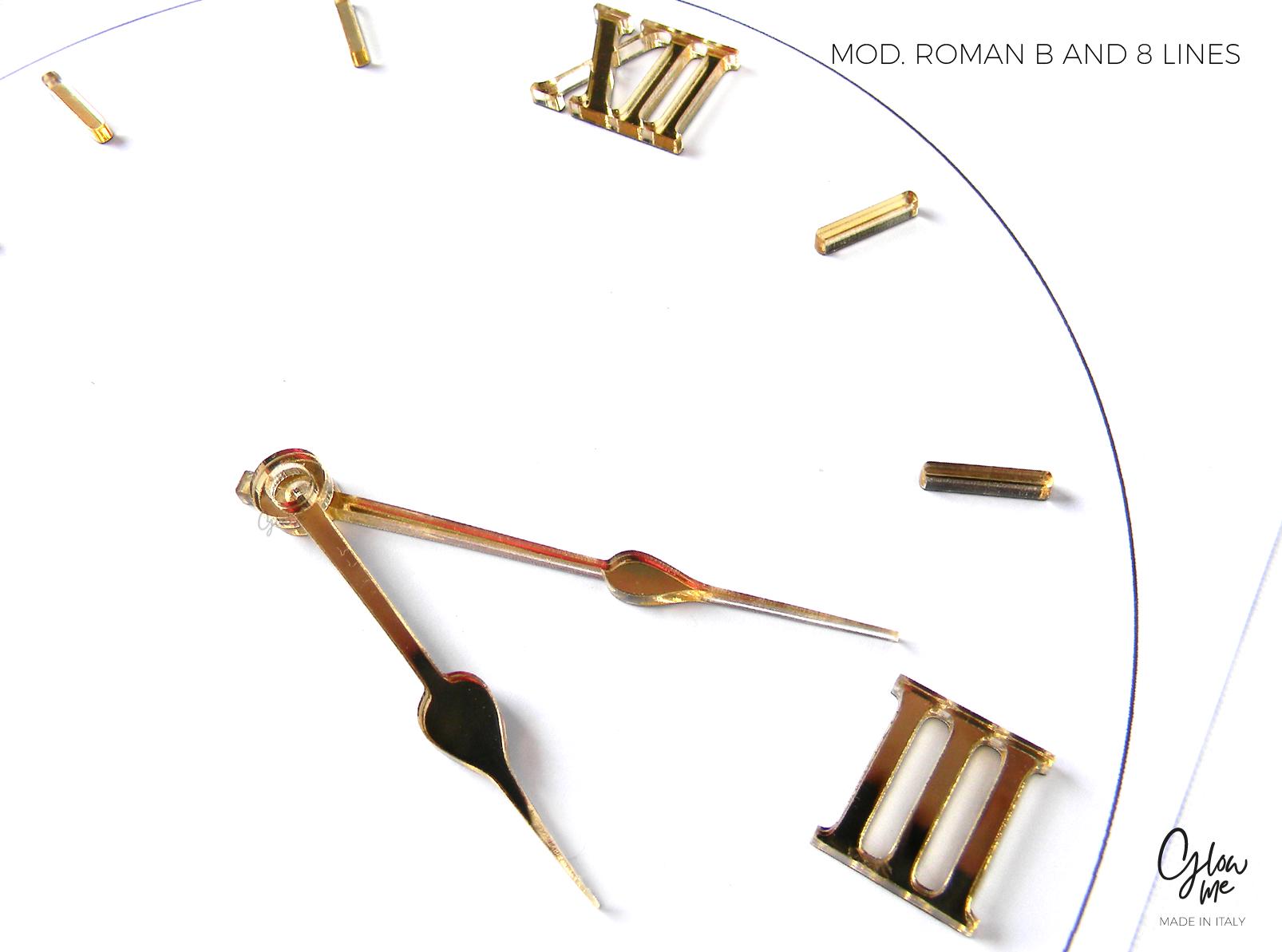 ROMAN B-LD Set of 4 Acrylic Roman Numerals + 8 Lines Dashes for Clock ...